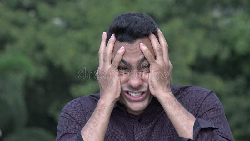 Stressed Handsome Hispanic Man Stock Video - Video of latino, nervous ...