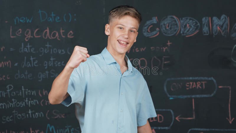 Handsome Adult Standing at Blackboard while Attend in STEM Class ...