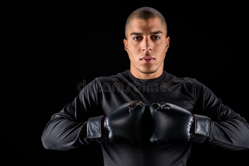 Handsome African American Boxer Isolated Stock Image - Image of ...