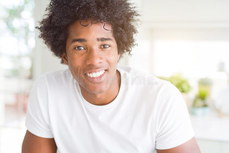 Handsome African American Happy Man Smiling Confident Stock Image ...