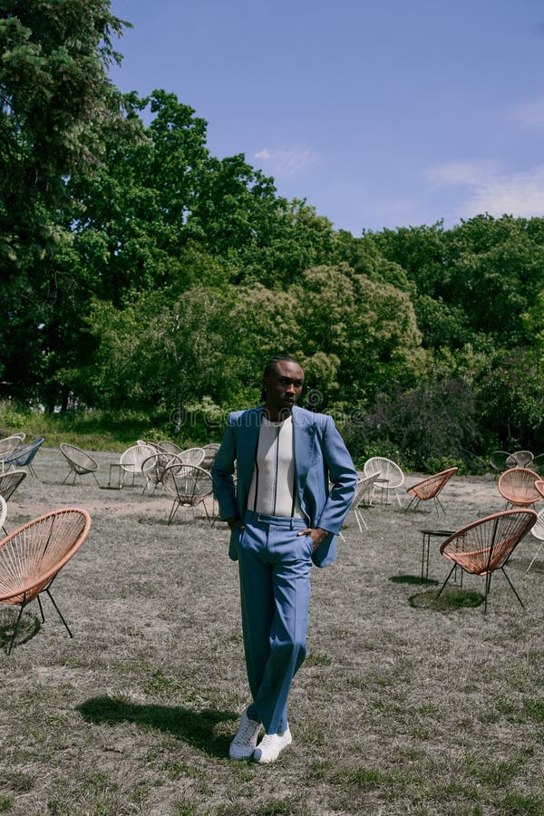 Handsome African American Man In Blue Stock Image Image Of Formal