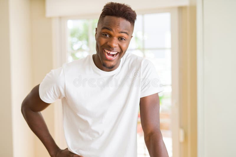 Handsome African Young Man Smiling Cheerful with a Big Smile on Face ...