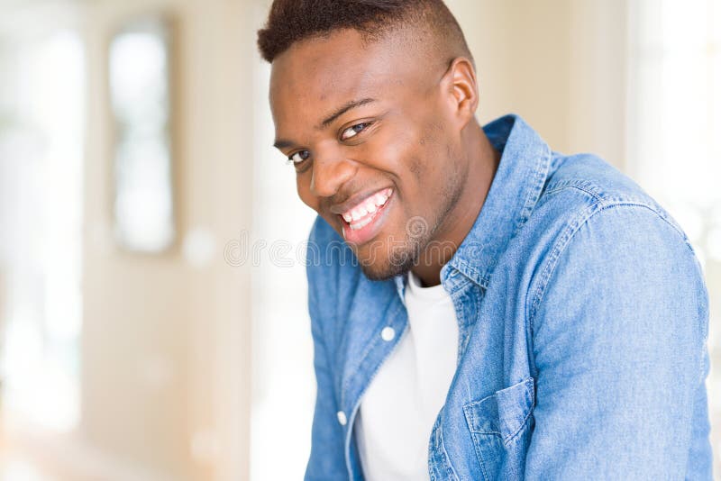 Handsome African Young Man Smiling Cheerful with a Big Smile on Face ...