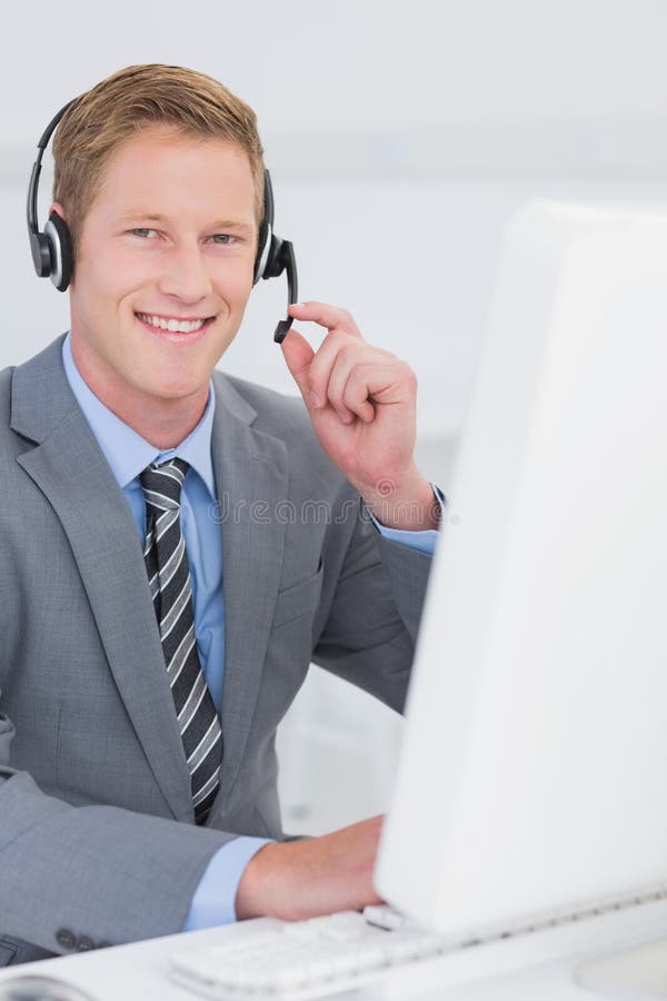 Handsome Agent Wearing Headset Stock Photo - Image of agent ...