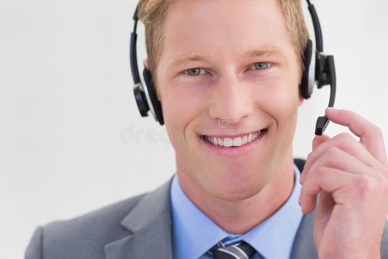 Handsome Agent Wearing Headset Stock Photo - Image of agent ...