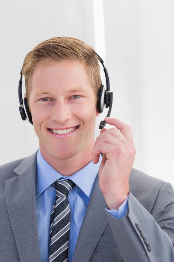 Handsome Agent Wearing Headset Stock Photo - Image of agent ...