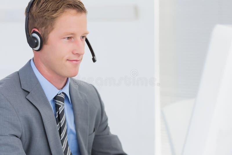 Handsome Agent Wearing Headset Stock Image - Image of dressed, customer ...