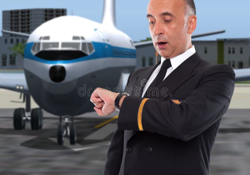 Handsome Airline Worker Looking at His Watch Stock Image - Image of ...