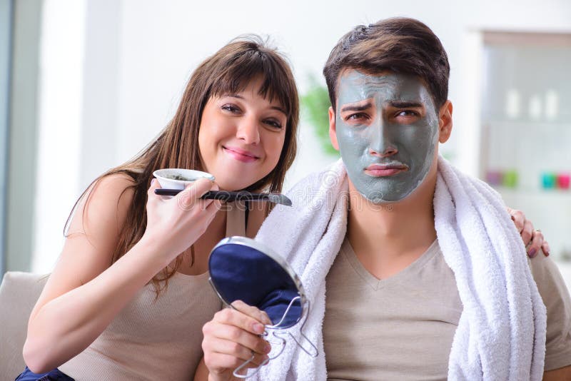 The Handsome Applying Clay Mask on Face Stock Image - Image of massage ...