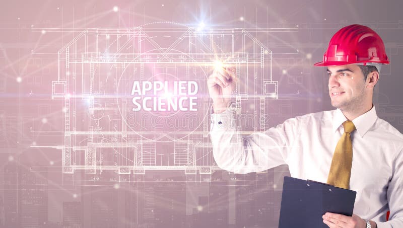 Handsome Architect Drawing with Helmet Stock Image - Image of ...