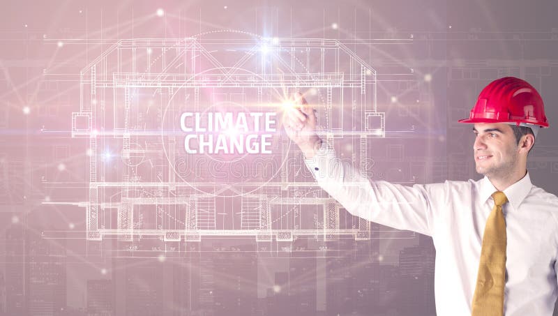 Handsome Architect Drawing with Helmet Stock Image - Image of future, concept: 275824375