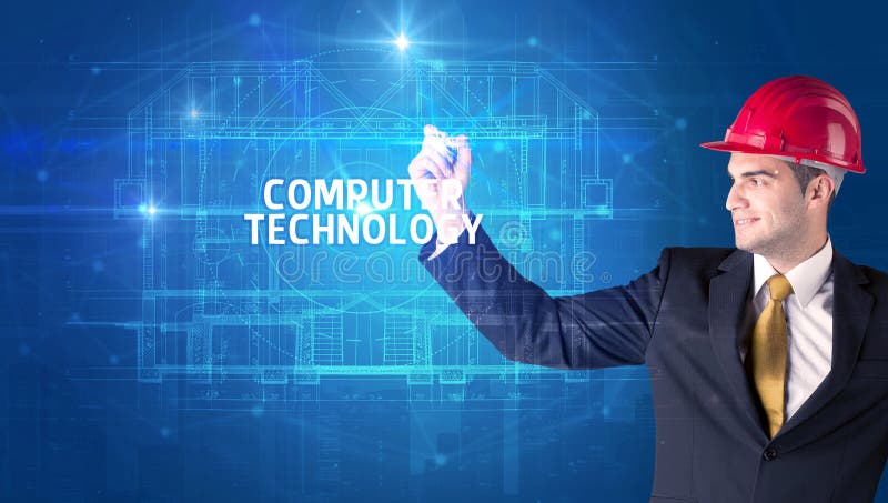 Handsome Architect Drawing with Helmet Stock Image - Image of interface, future: 277150933