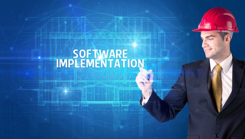 Handsome Architect Drawing with Helmet Stock Image - Image of house, device: 270246173