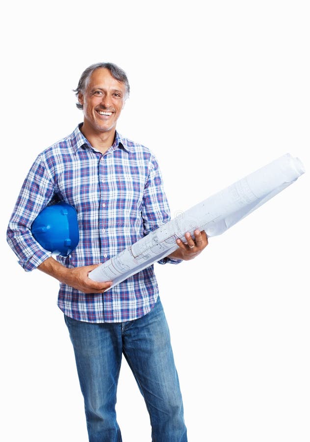 Handsome Architect Smiling with Blueprint. Mature Handsome Architect ... Handsome Architect Smiling with Blueprint. Mature Handsome Architect ...