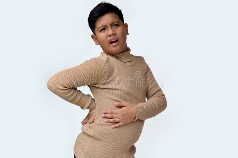 Handsome Asian Boy with Backache Expression. Stock Image - Image of ...