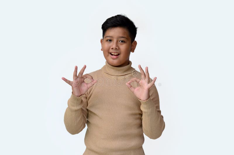 Handsome Asian Boy with Smile and Ok Expression Stock Image - Image of ...