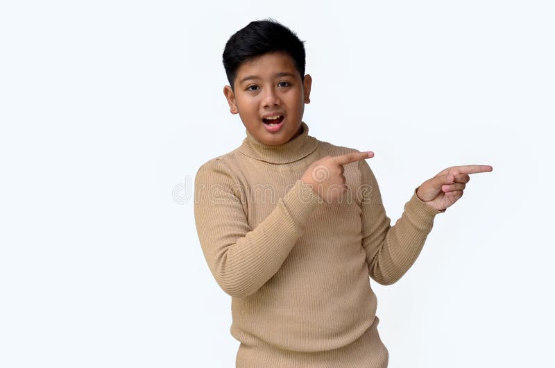 Handsome Asian Boy with Pointing Expression. Stock Image - Image of ...