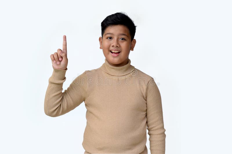 Handsome Asian Boy with Pointing To the Top Expression Stock Photo ...