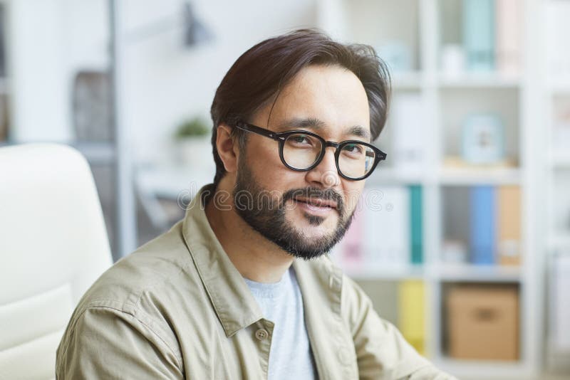 Handsome Asian Guy in Office Stock Image - Image of smiling, handsome ...