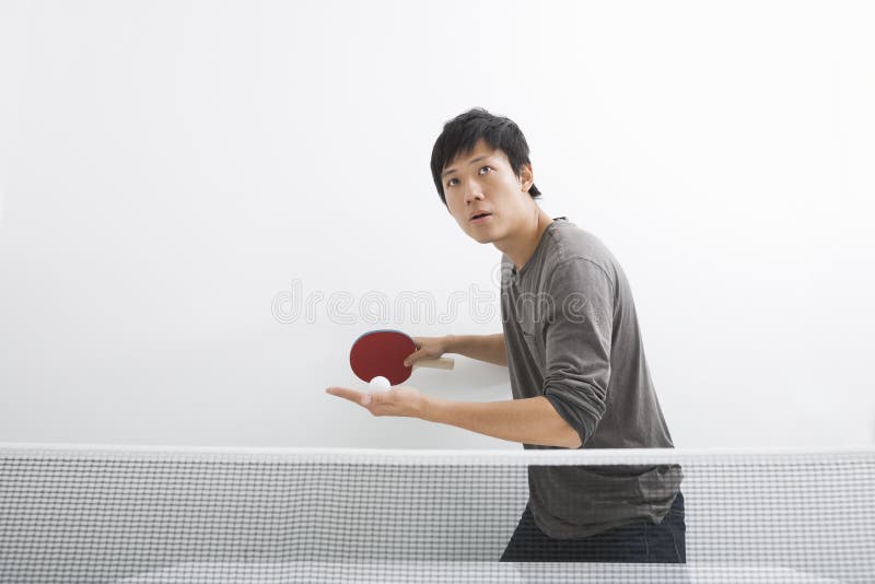 Handsome Asian Man Playing Ping Pong Stock Image - Image of looking ...