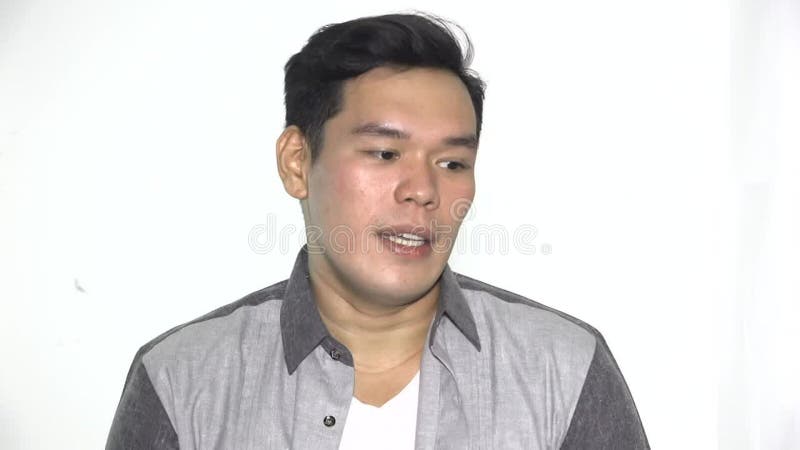 Handsome Asian Man Talking and Explaining Isolated Stock Footage ...