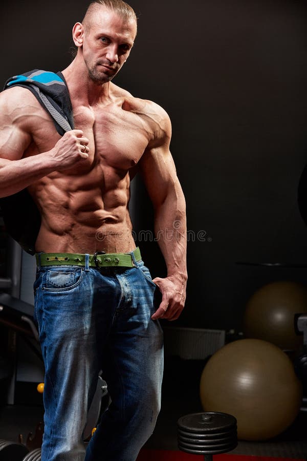Handsome Athlete with Perfect Torso Posing on Camera Stock Image ...