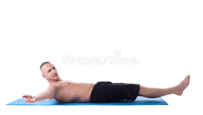 Handsome Athletic Man Training in Studio Stock Image - Image of calm ...