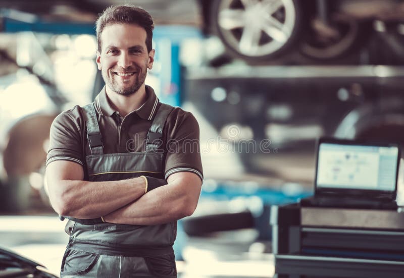 Handsome Auto Service Worker Stock Image - Image of repair, manager ...