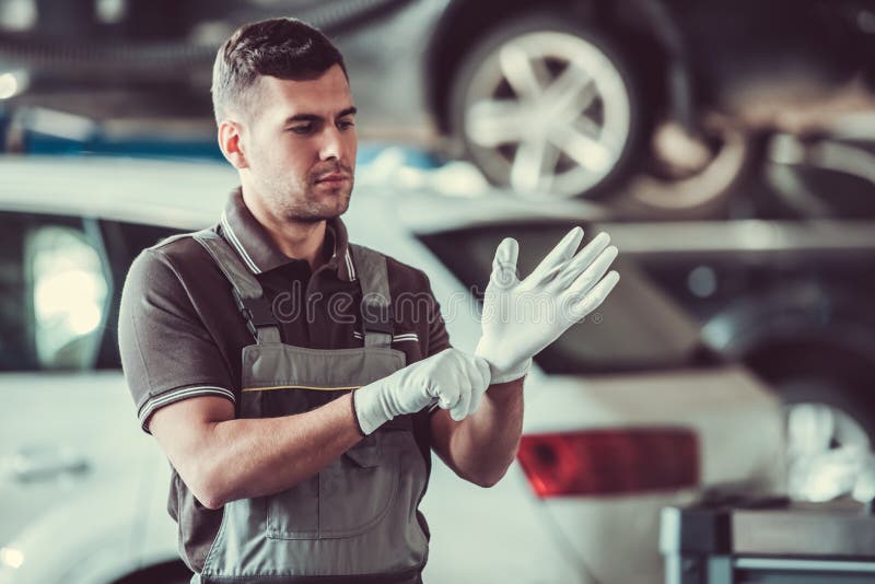 Handsome Auto Service Worker Stock Photo - Image of handsome, caucasian ...