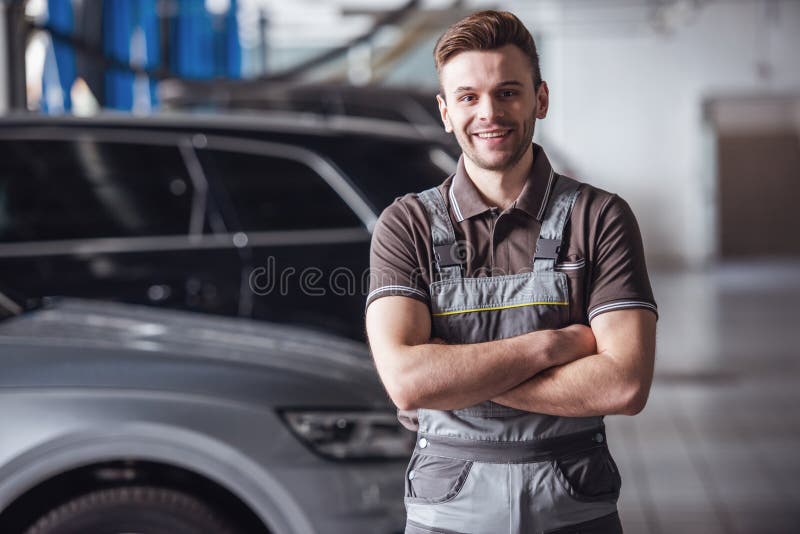 Handsome Auto Service Worker Stock Photo - Image of adult, maintenance ...