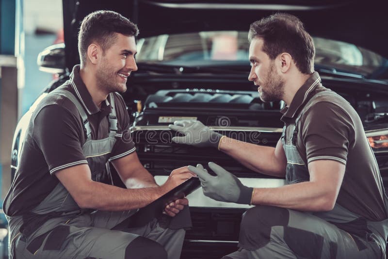 Handsome Auto Service Workers Stock Photo - Image of labor, maintenance ...