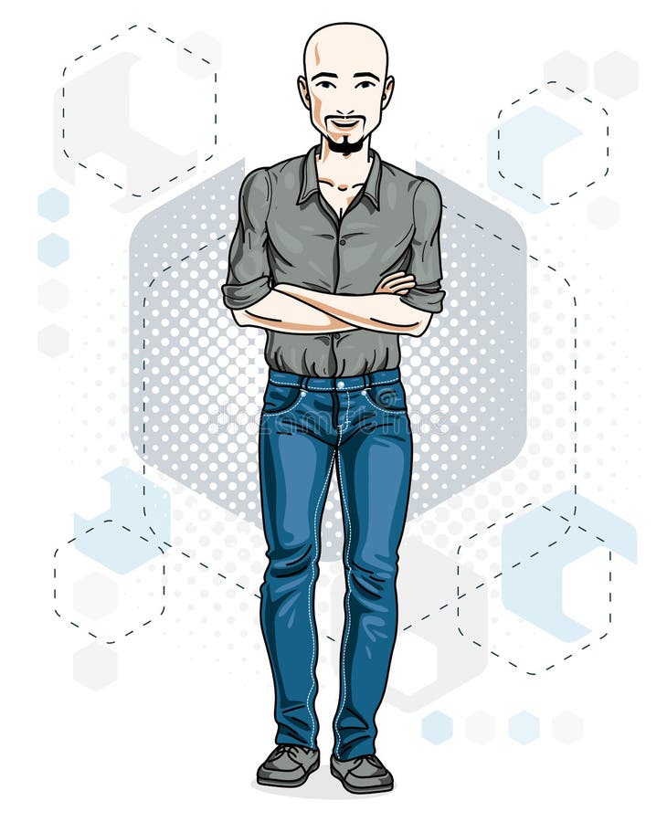 Bald Man Muscular Beard Stock Illustrations 192 Bald Man Muscular