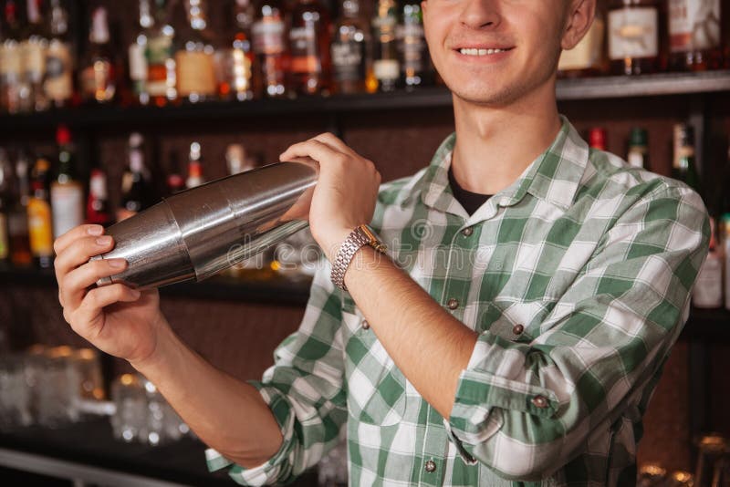 Handsome Bartender Working at the Bar Stock Image - Image of barman ...