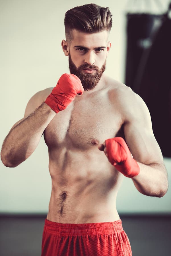 Handsome bearded boxer stock image. Image of boxer, male - 91416275