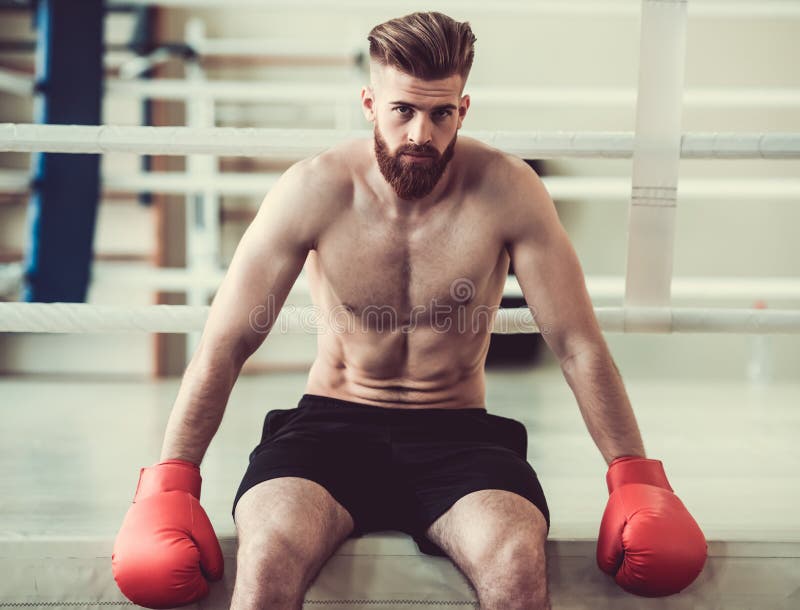 Handsome bearded boxer stock image. Image of fight, beard - 91408637