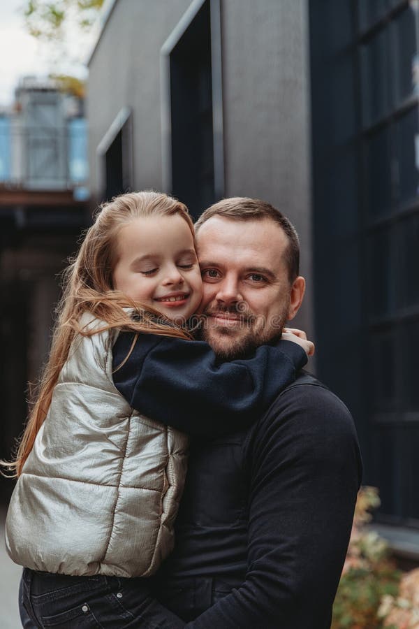 Handsome Bearded Father Holding His Little Daughter Stock Photo - Image ...