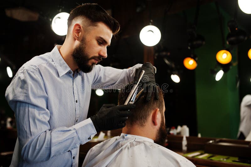 Barbershop, barber at work stock image. Image of caucasian - 229899413