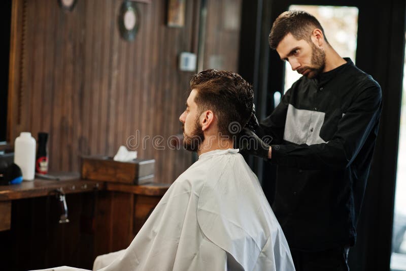 Barbershop, barber at work stock image. Image of caucasian - 229899477