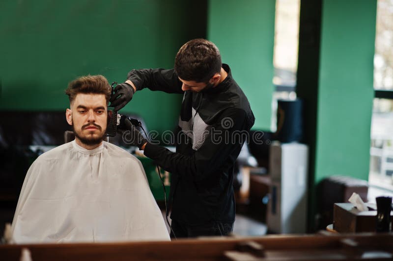 Barbershop, barber at work stock image. Image of mustache - 229899615