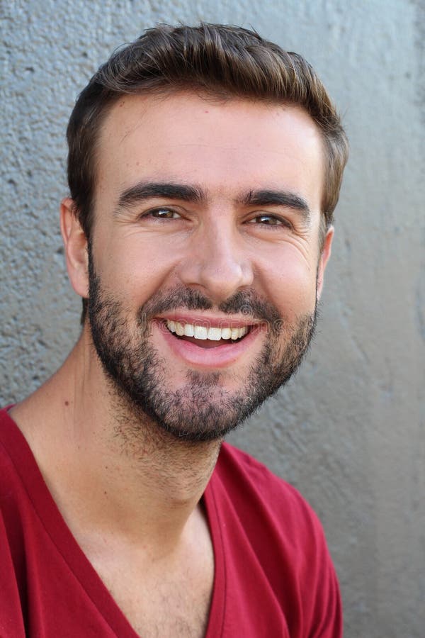 Handsome Bearded Man Smiling Isolated Stock Image - Image of expression ...