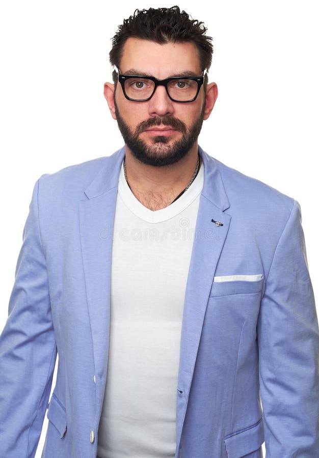 Handsome Man in Spectacles, Portrait Stock Image - Image of handsome ...