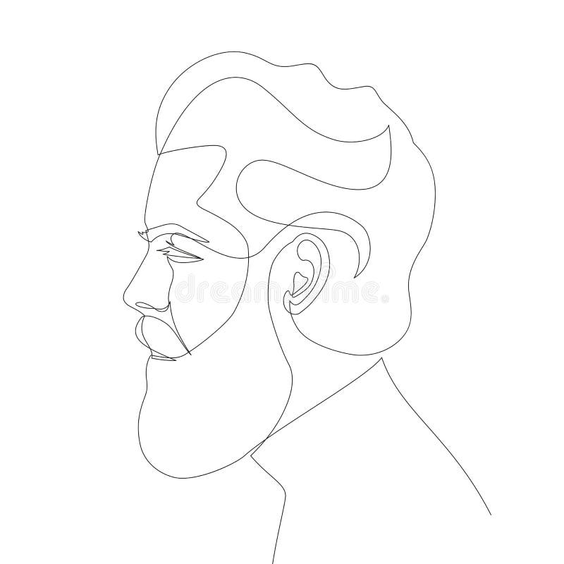 Handsome Bearded Young Man, Continuous Line Drawing Art Stock Vector ...