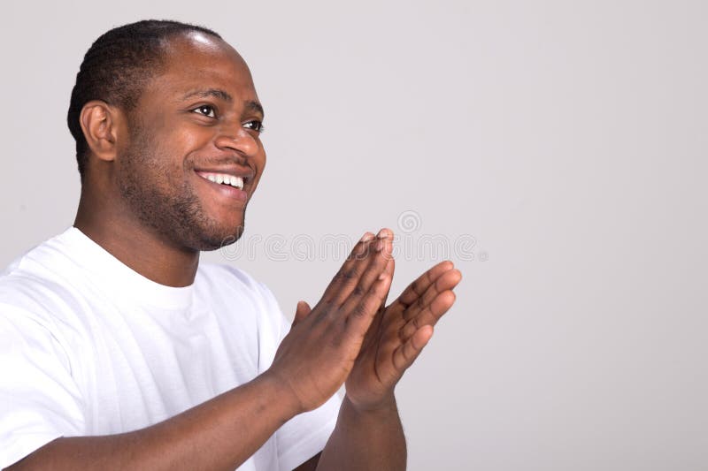 Handsome Black Man Clapping Hands. Stock Photo - Image of ...