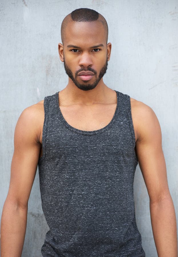 Handsome Black Man with Intense Look Stock Photo - Image of close ...