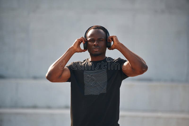 Handsome Black Man is Posing Outdoors at Daytime Stock Image - Image of ...