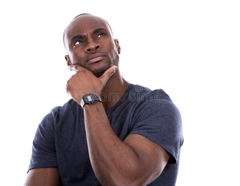 Handsome Black Man Thinking Stock Photo - Image of african, fashion ...