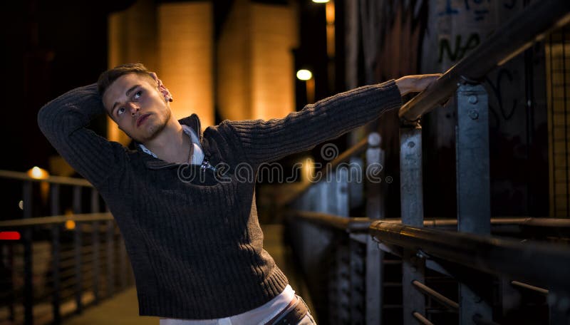 Handsome Blond Young Man Alone Urban Setting Night Stock Photos - Free ... Handsome Blond Young Man Alone Urban Setting Night Stock Photos - Free ...