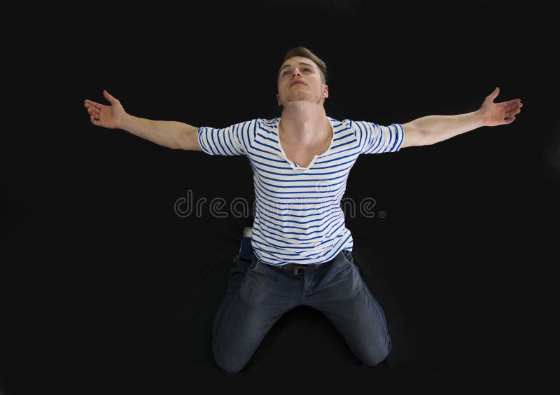 Handsome Blond Young Man with Arms Spread Open Stock Photo - Image of ...