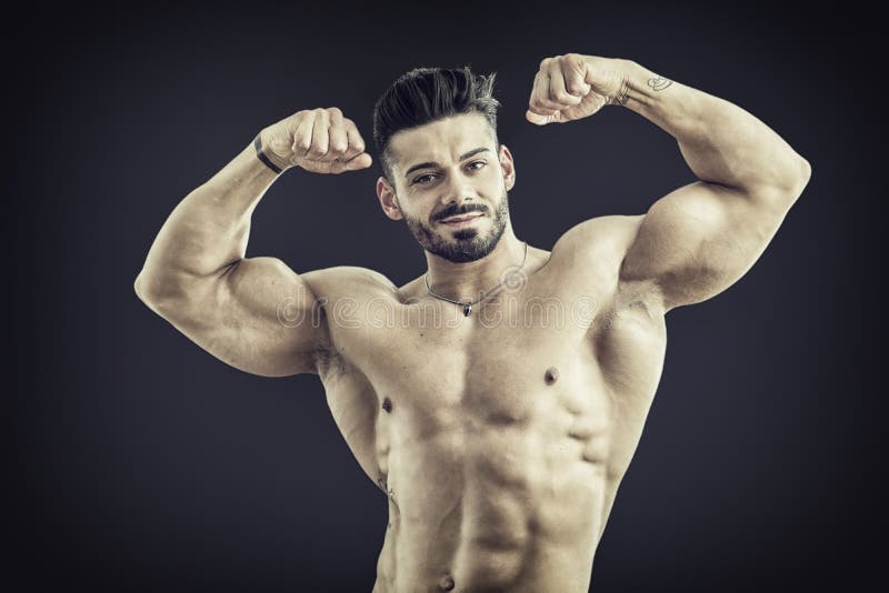 Handsome Bodybuilder Doing Biceps Pose Stock Image - Image of gorgeous ...