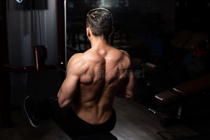 Bodybuilder Exercising Back in Gym Stock Photo - Image of posing ...